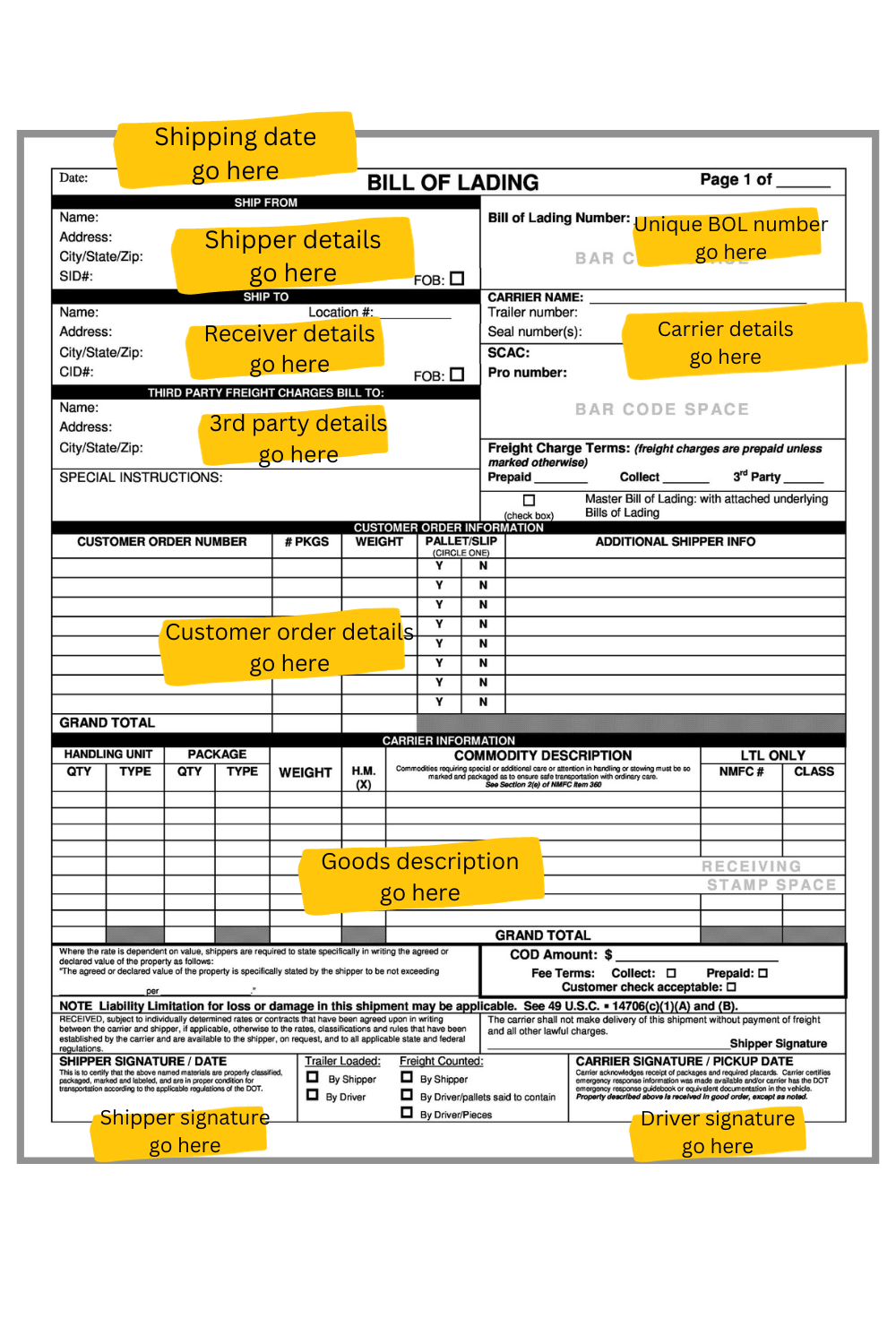 How To Fill A Bill of Lading When Shipping Freight By Trucks – Freight ...